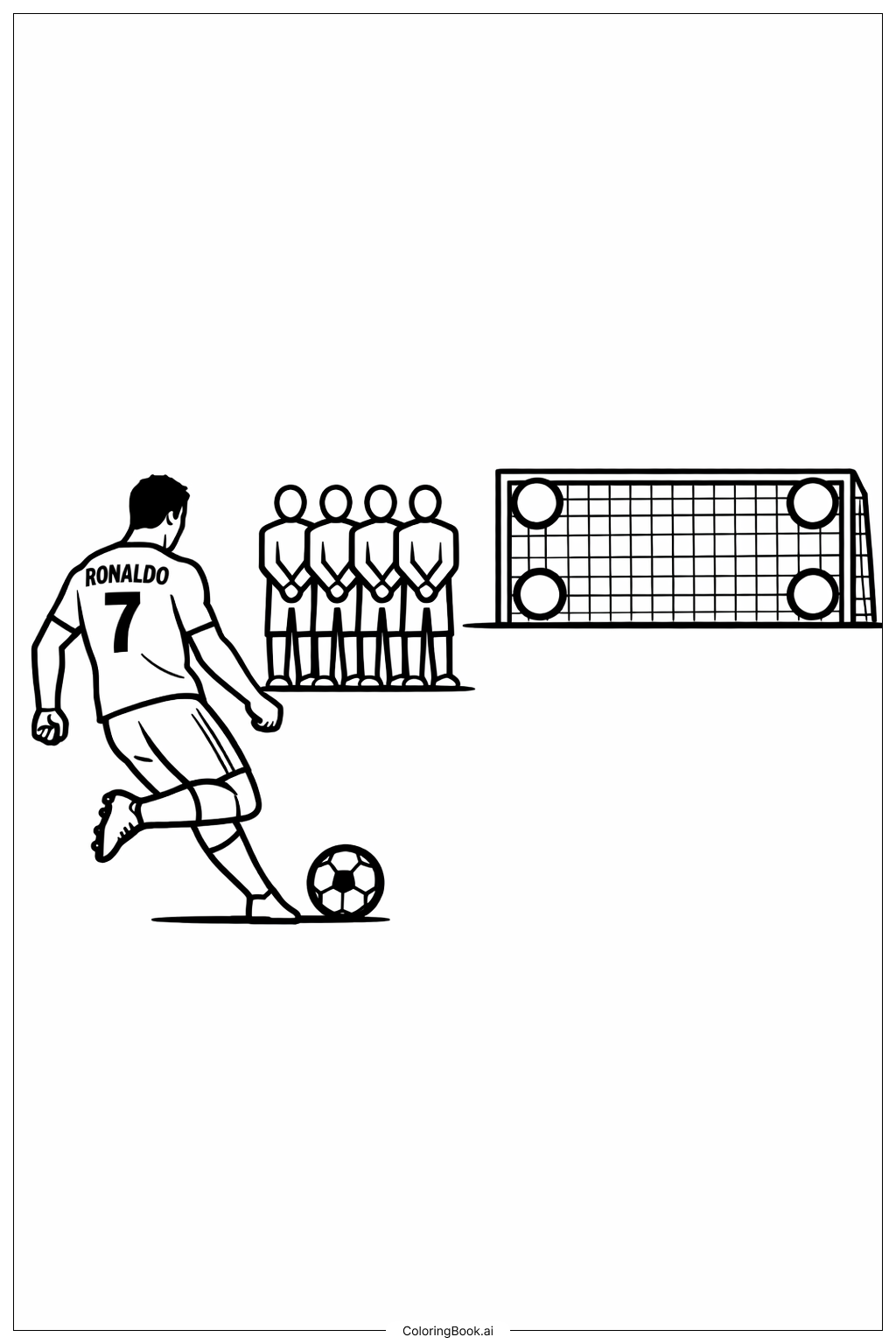 Page de coloriage Tir de Coup Franc de Cristiano Ronaldo (PDF & PNG ...