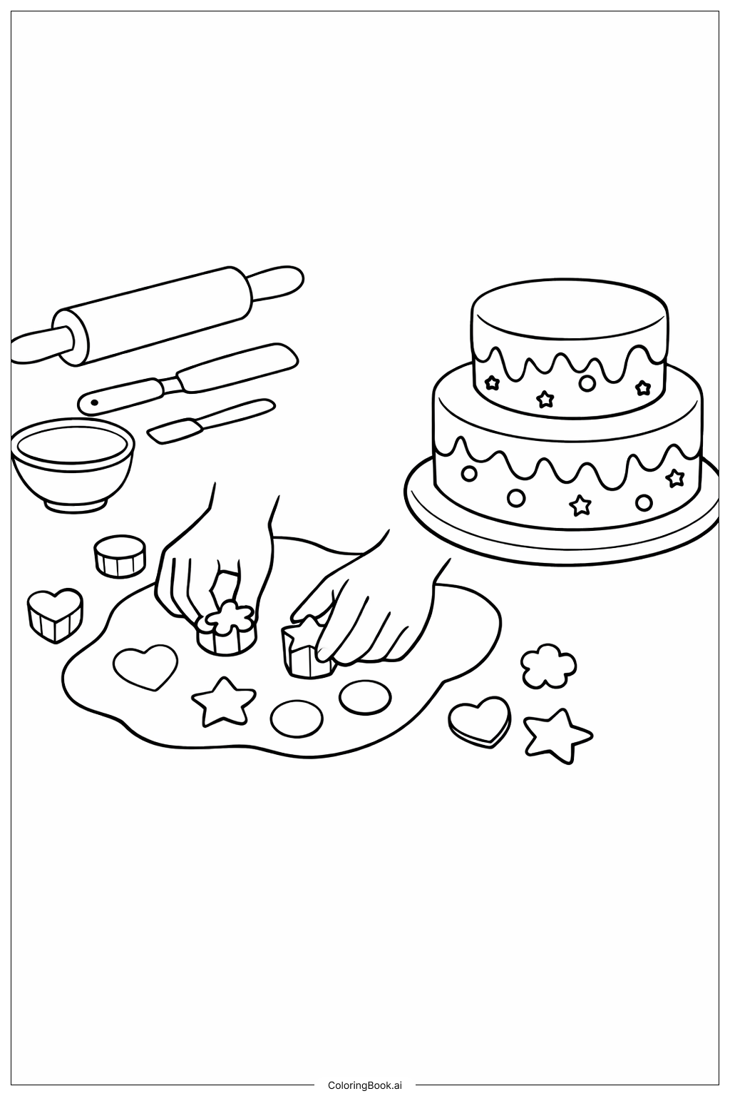 Cut Cake Decorations Coloring Page (Free PDF&PNG Printable)