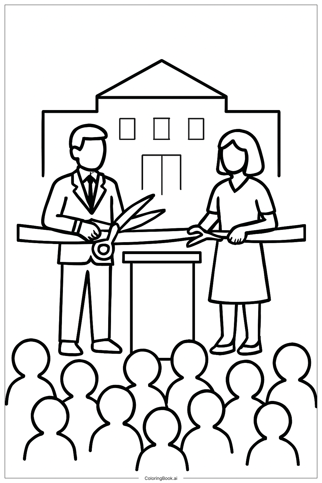 Cut Ribbon Ceremony Coloring Page (Free PDF&PNG Printable)