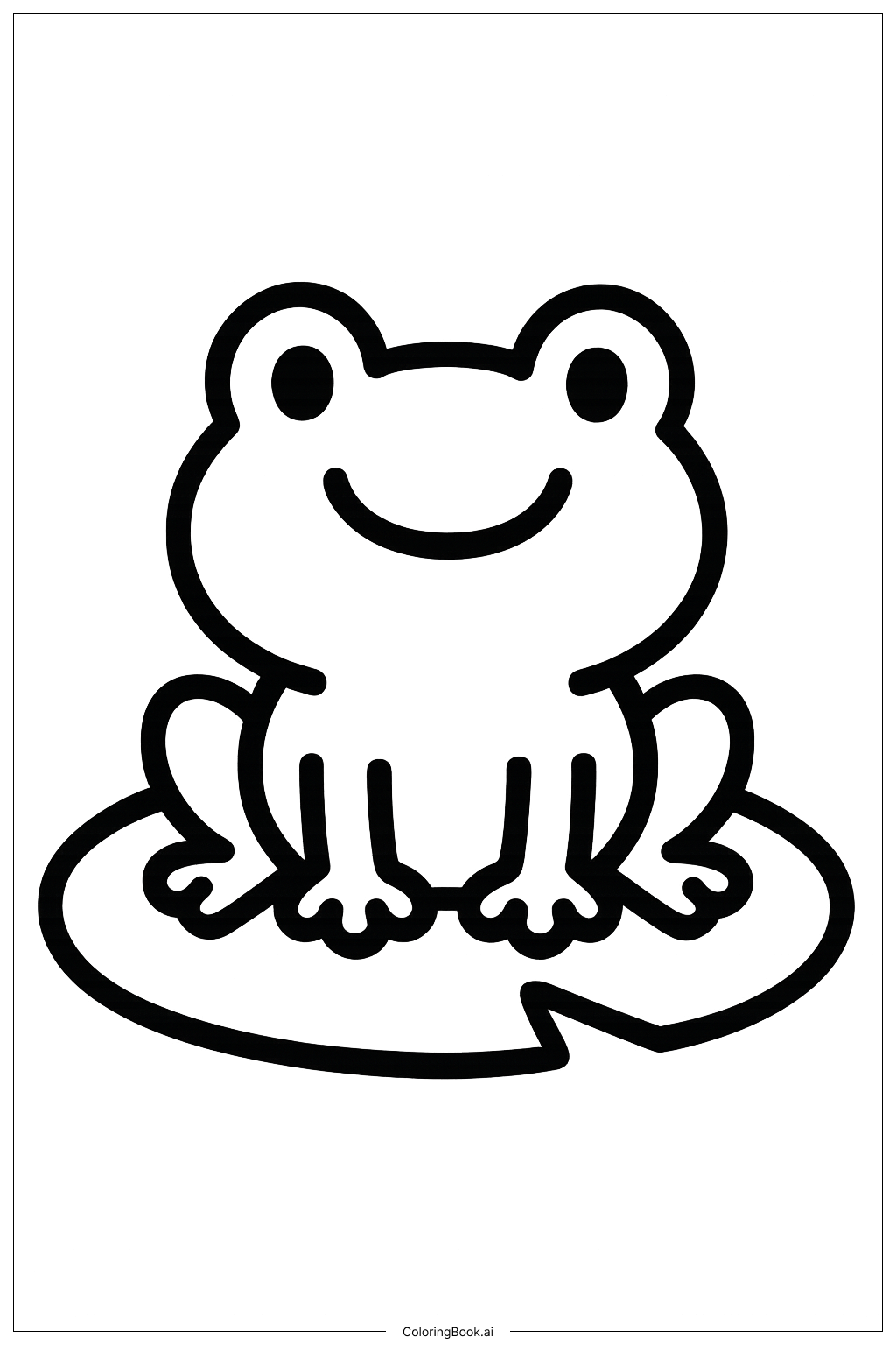 Cute Frog On Lily Pad Coloring Page (Free PDF&PNG Printable)