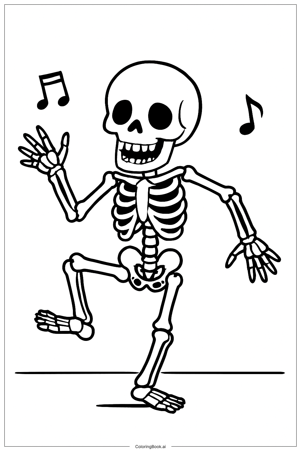 Cute Halloween Friendly Skeleton Dance Coloring Page (Free PDF&PNG ...