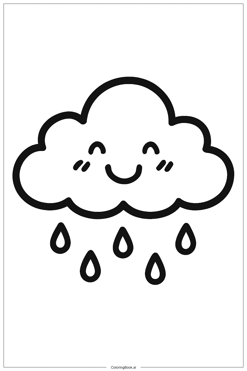 Cute Smiling Cloud Coloring Page (Free PDF&PNG Printable)