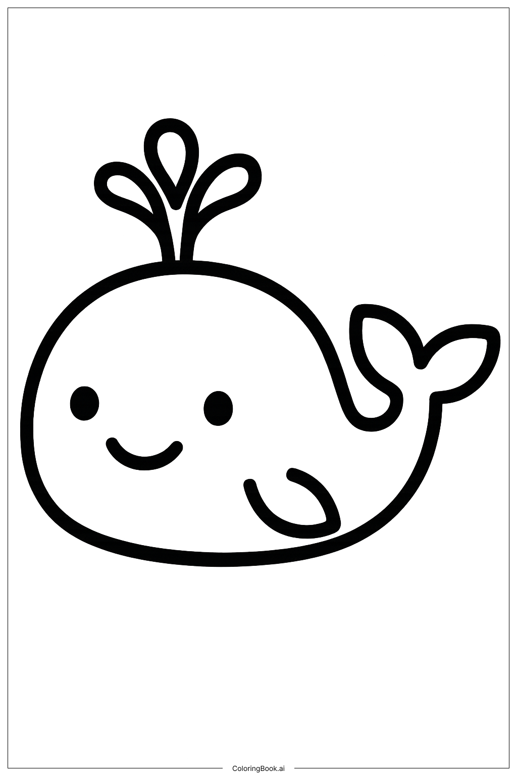 Cute Whale Spouting Water Coloring Page (Free PDF&PNG Printable)