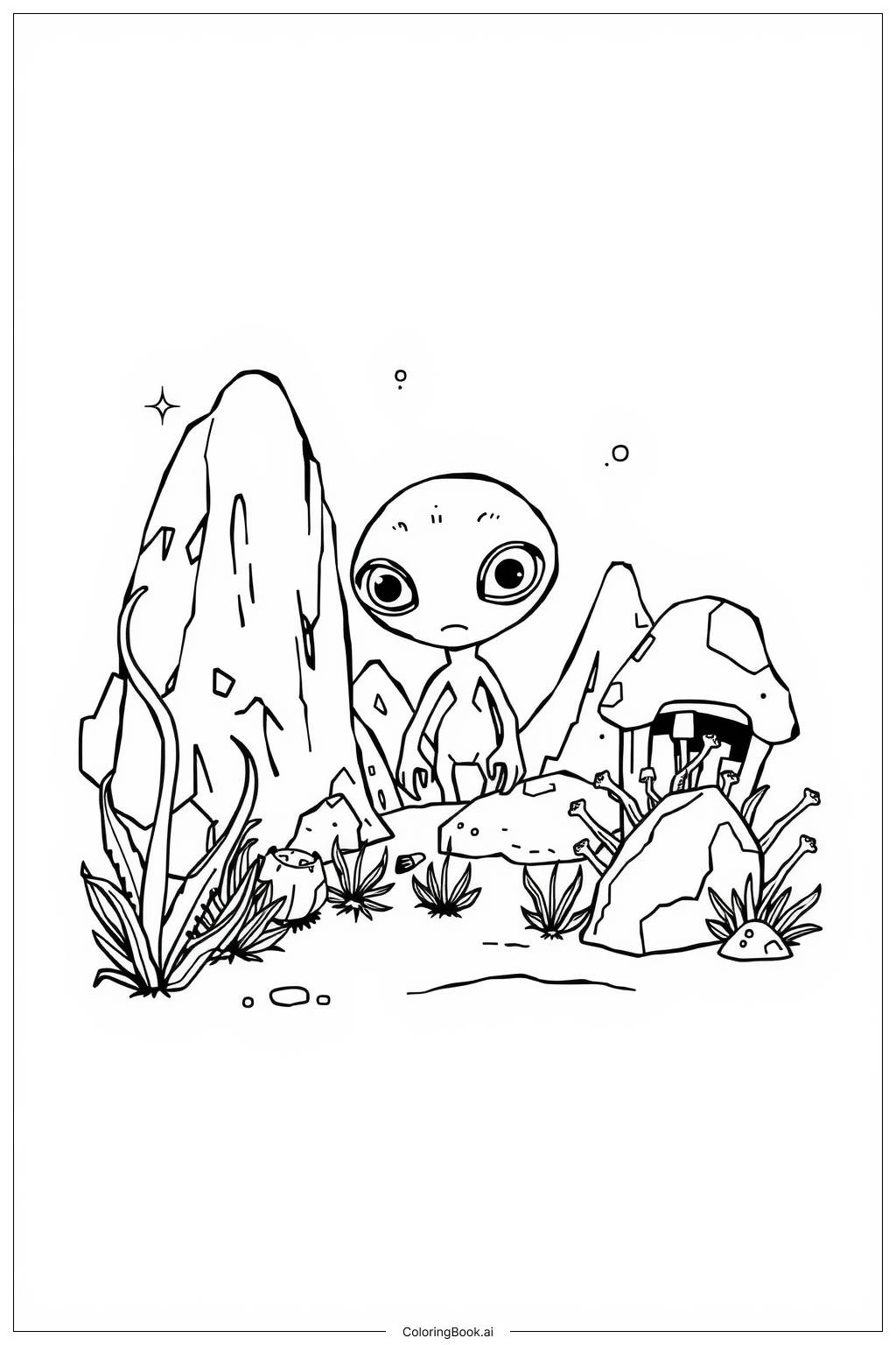 Space Alien Landscape Coloring Page Free PDF PNG Printable Space Alien Landscape Coloring Page Free PDF PNG Printable