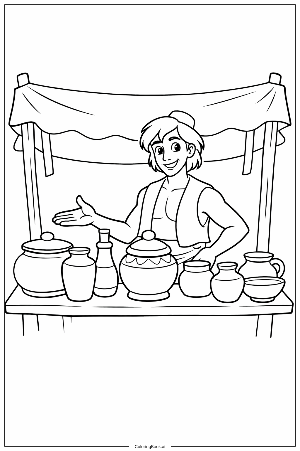 Disney Aladdin Lamp Coloring Page (Free PDF&PNG Printable)