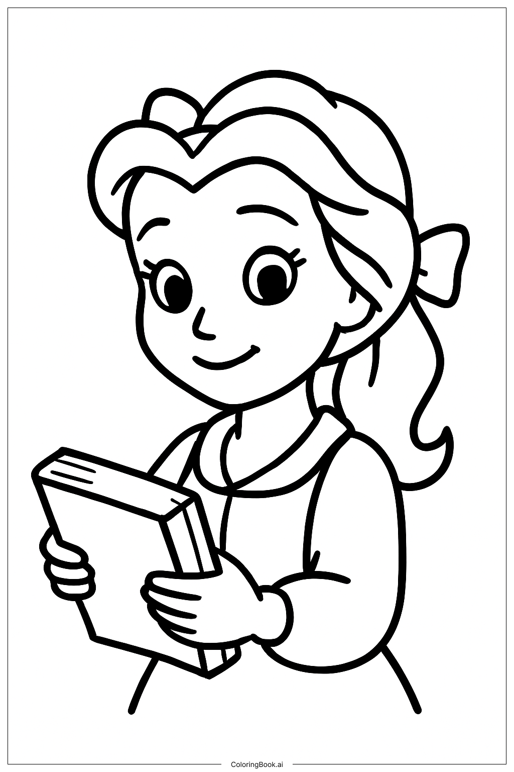 Disney Belle Book Coloring Page (Free PDF&PNG Printable)