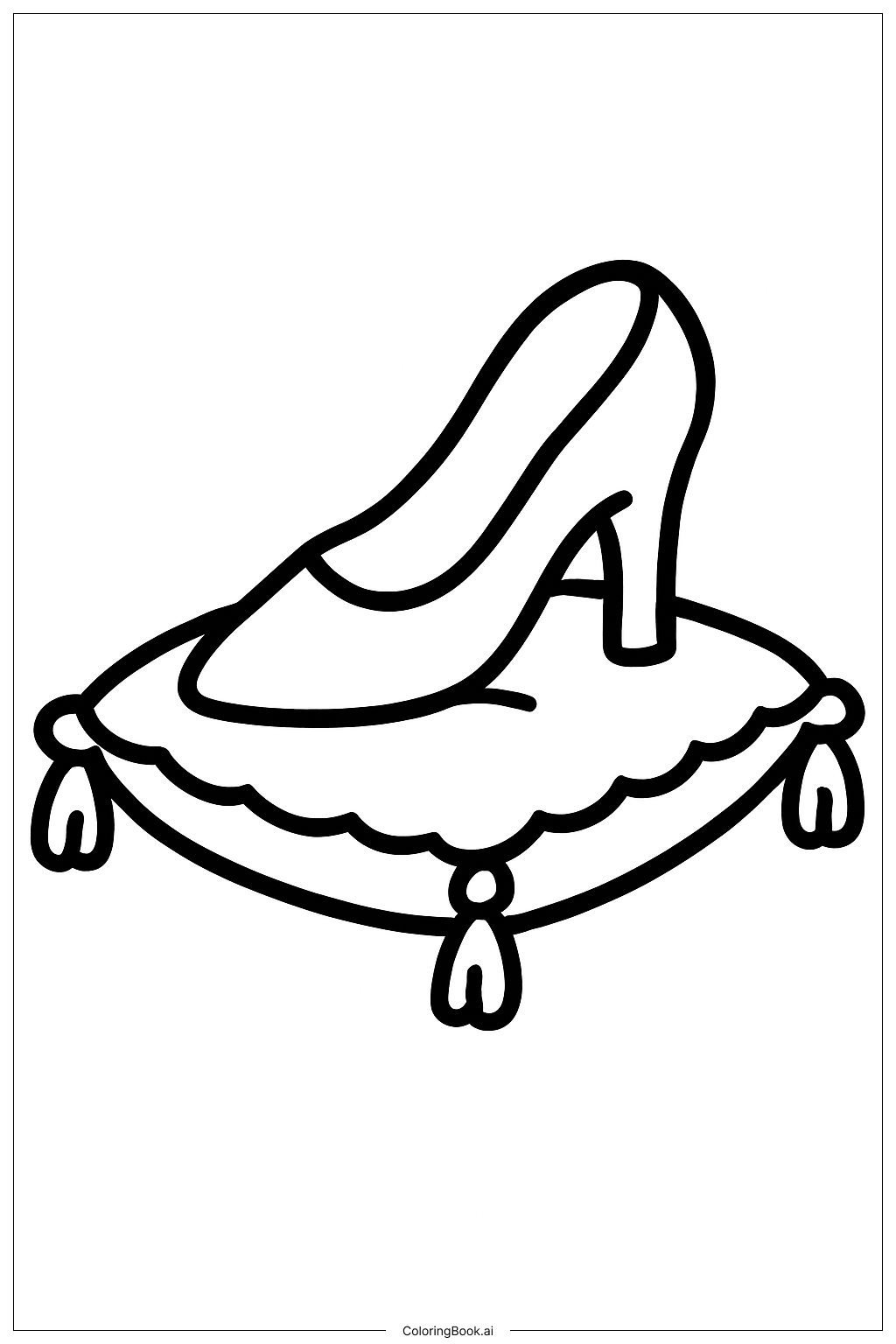 Disney Cinderella Shoe Coloring Page (Free PDF&PNG Printable)