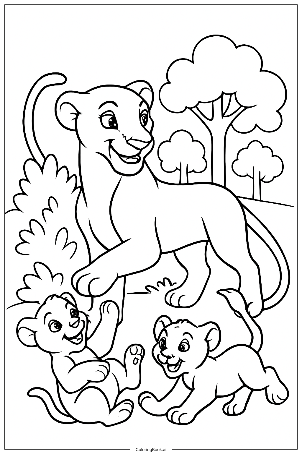 Page de coloriage Disney Nala et ses lionceaux (PDF & PNG imprimables ...