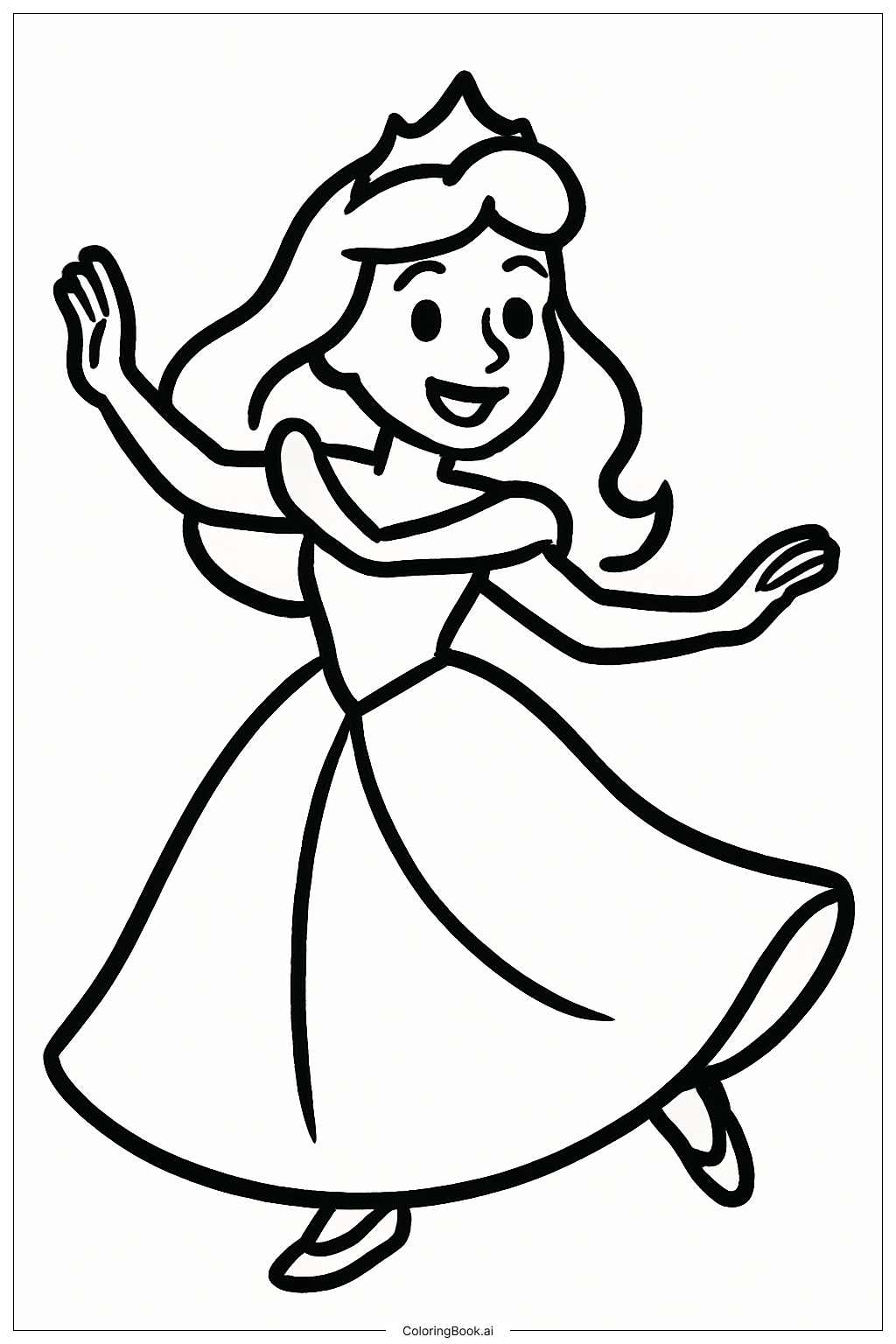 Disney Princess Dancing Coloring Page (Free PDF&PNG Printable)