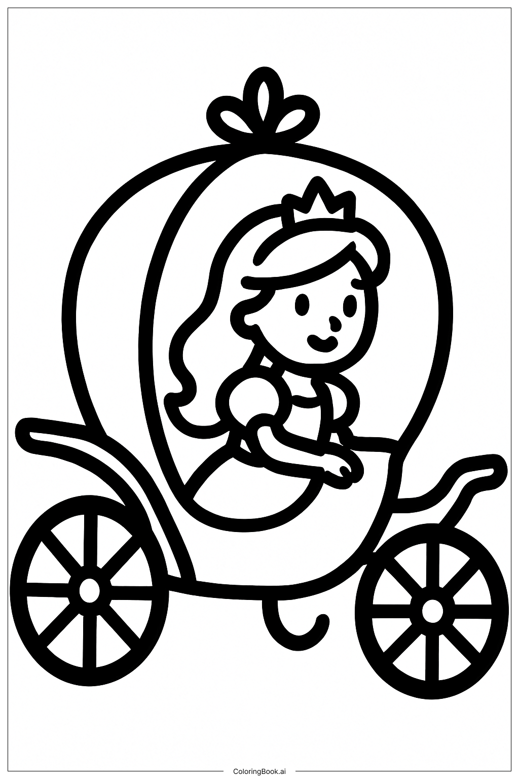Disney Princess in Carriage Coloring Page (Free PDF&PNG Printable)