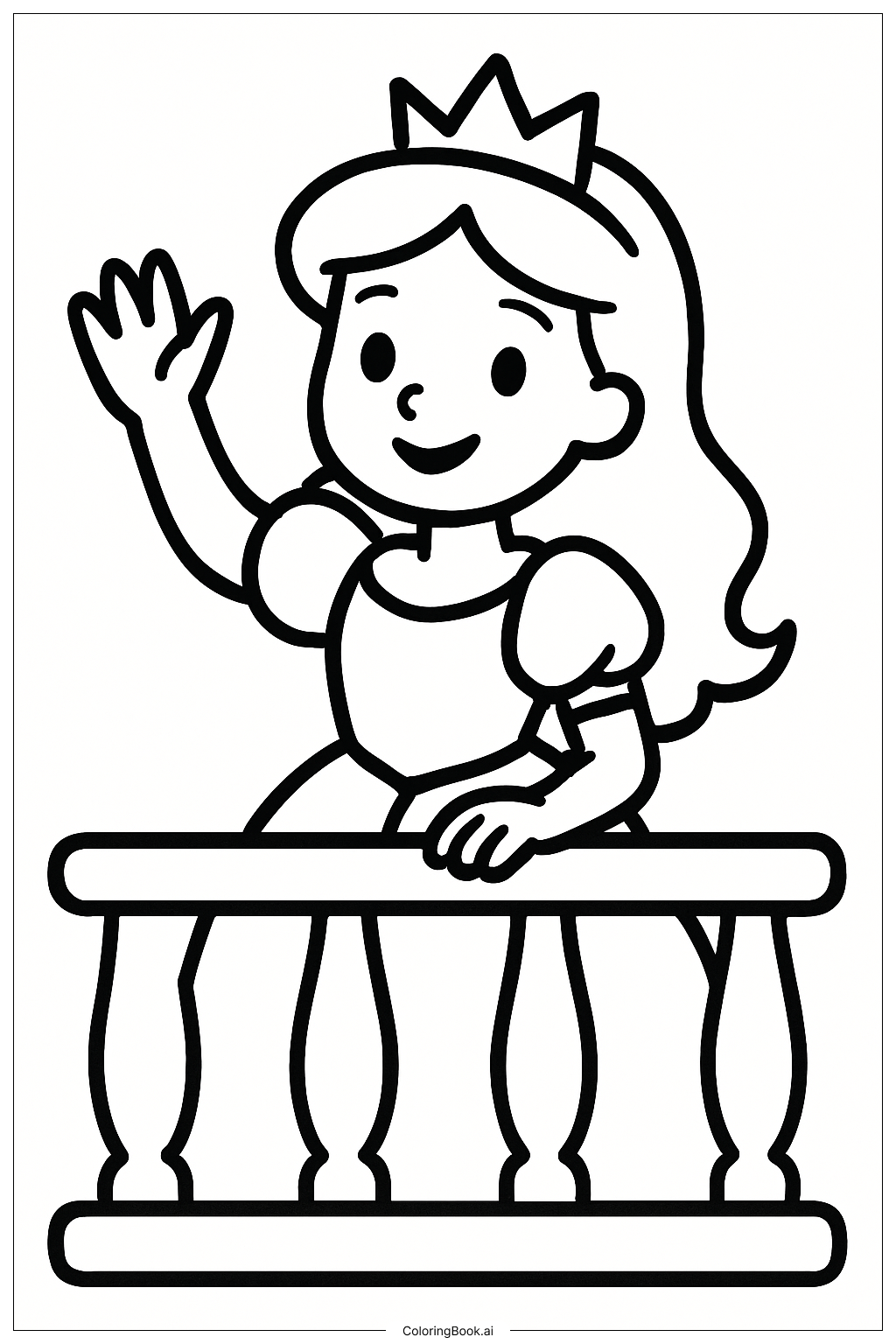 Disney Princess on Balcony Coloring Page (Free PDF&PNG Printable)