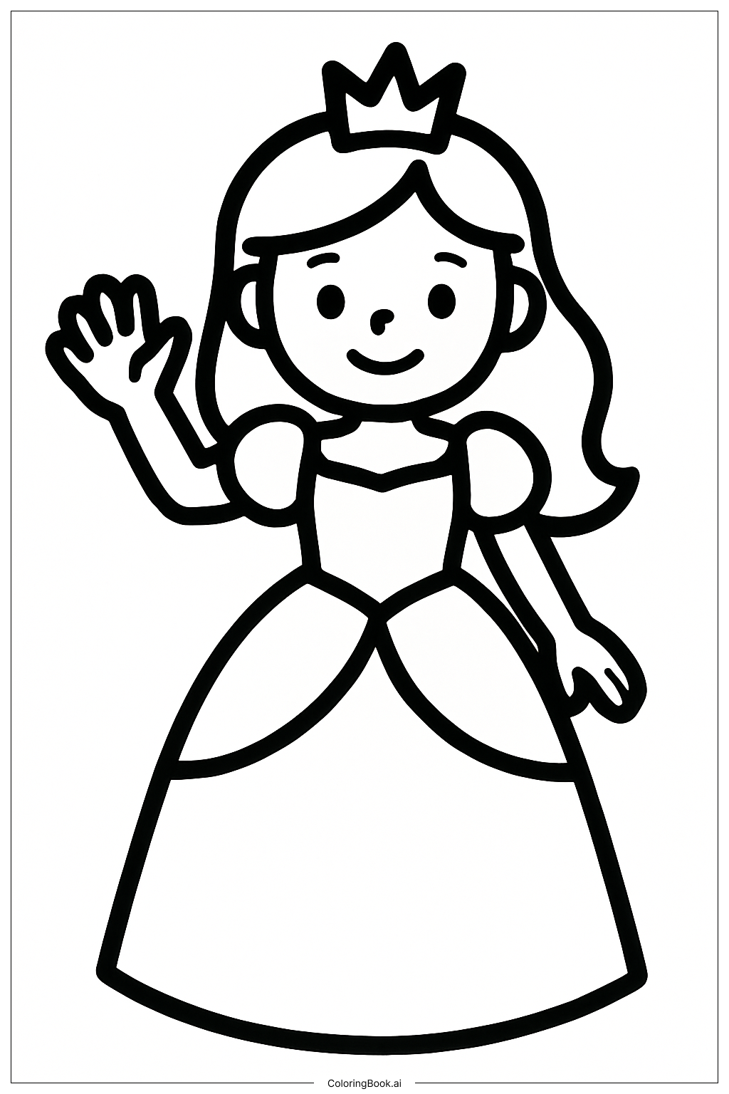 Page de coloriage Princesse Disney qui fait un signe de la main (PDF ...