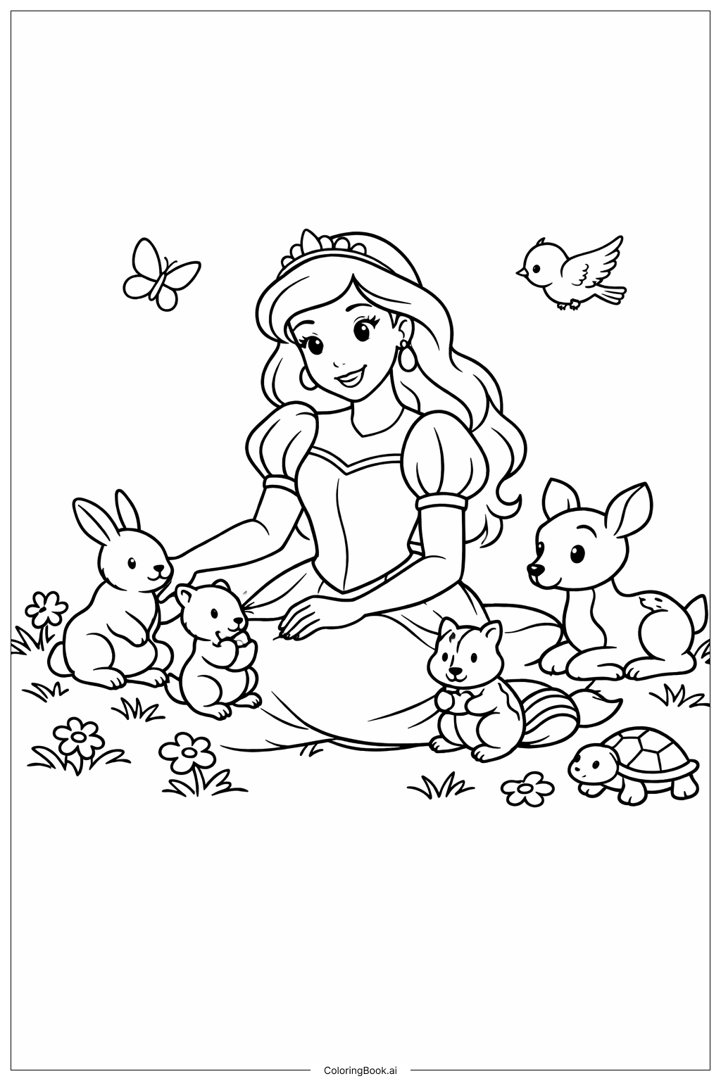 Disney Princess Dancing Coloring Page (Free PDF&PNG Printable)