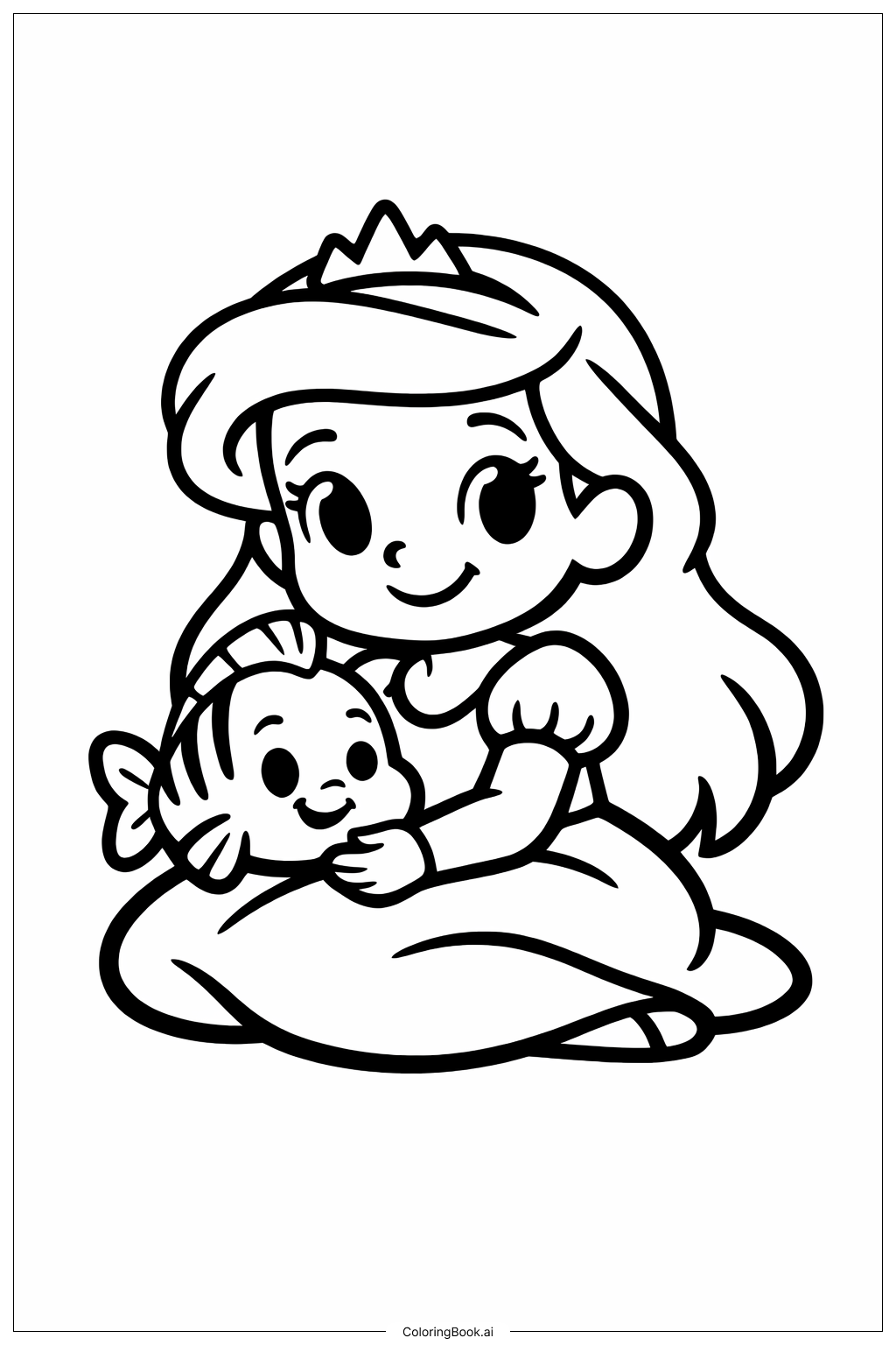 Disney Princess With Pet Coloring Page (Free PDF&PNG Printable)