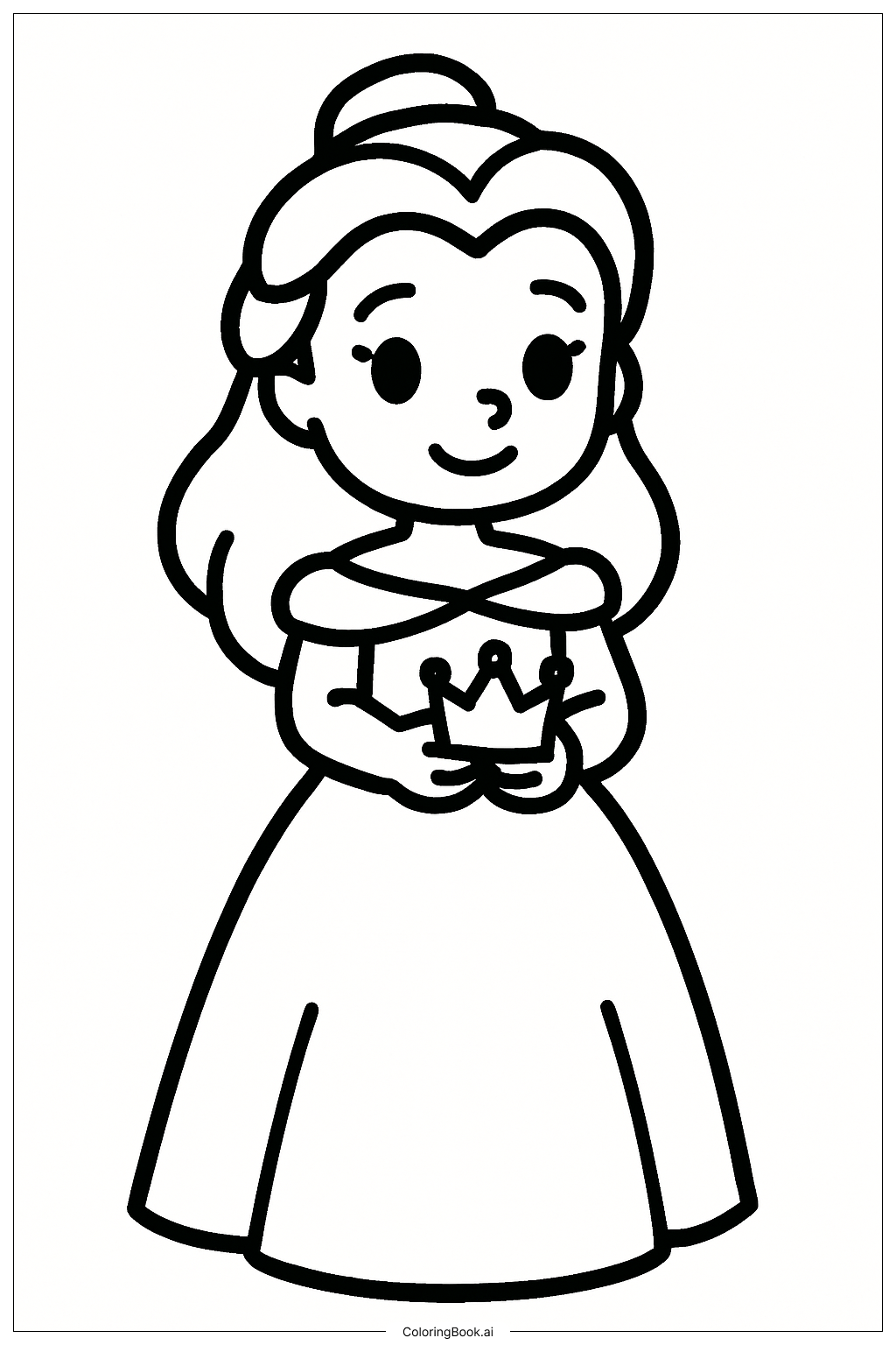 Page de coloriage Princesse Disney avec petite couronne (PDF & PNG ...