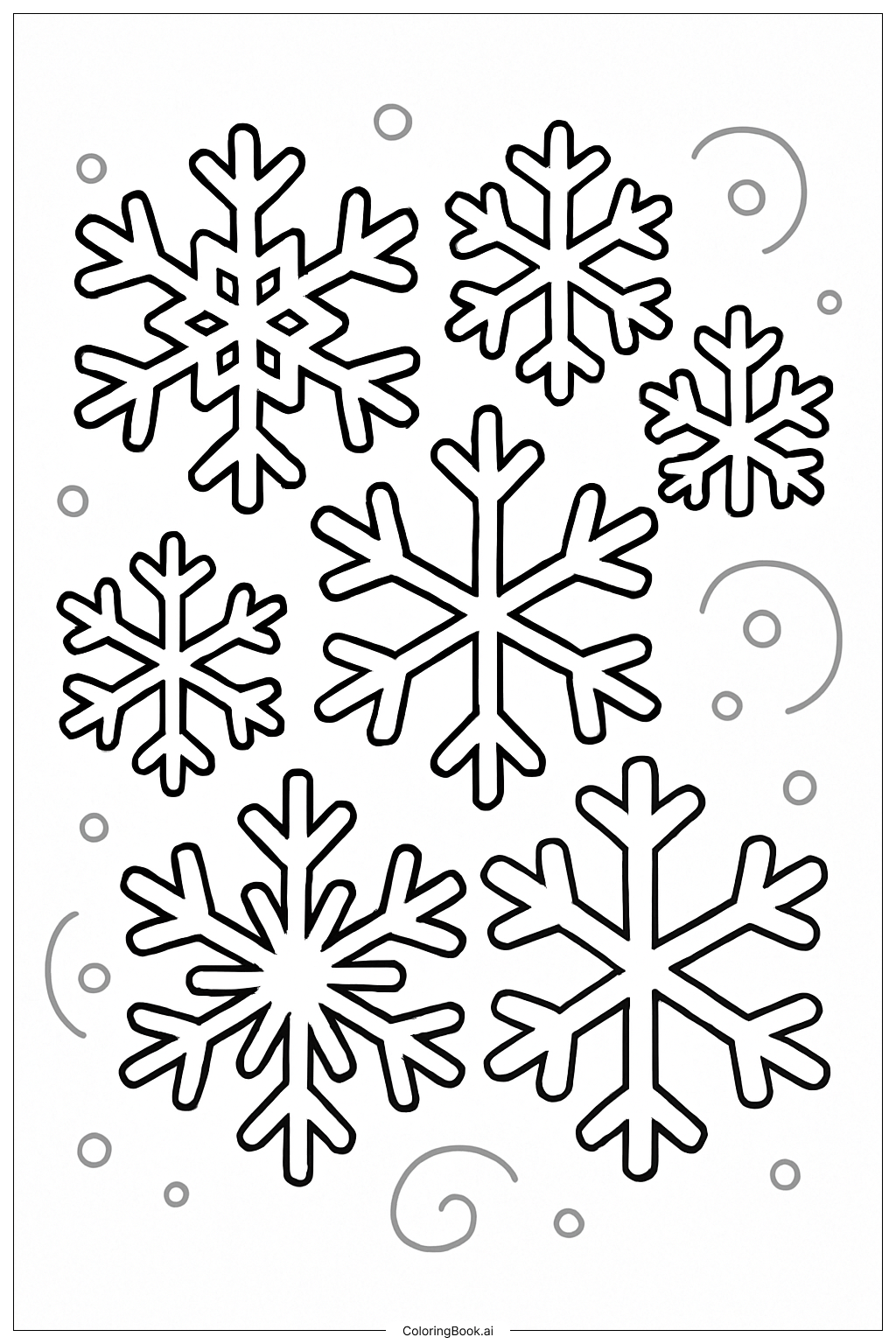 A Cluster Of Different Snowflakes Coloring Page (Free PDF&PNG Printable)