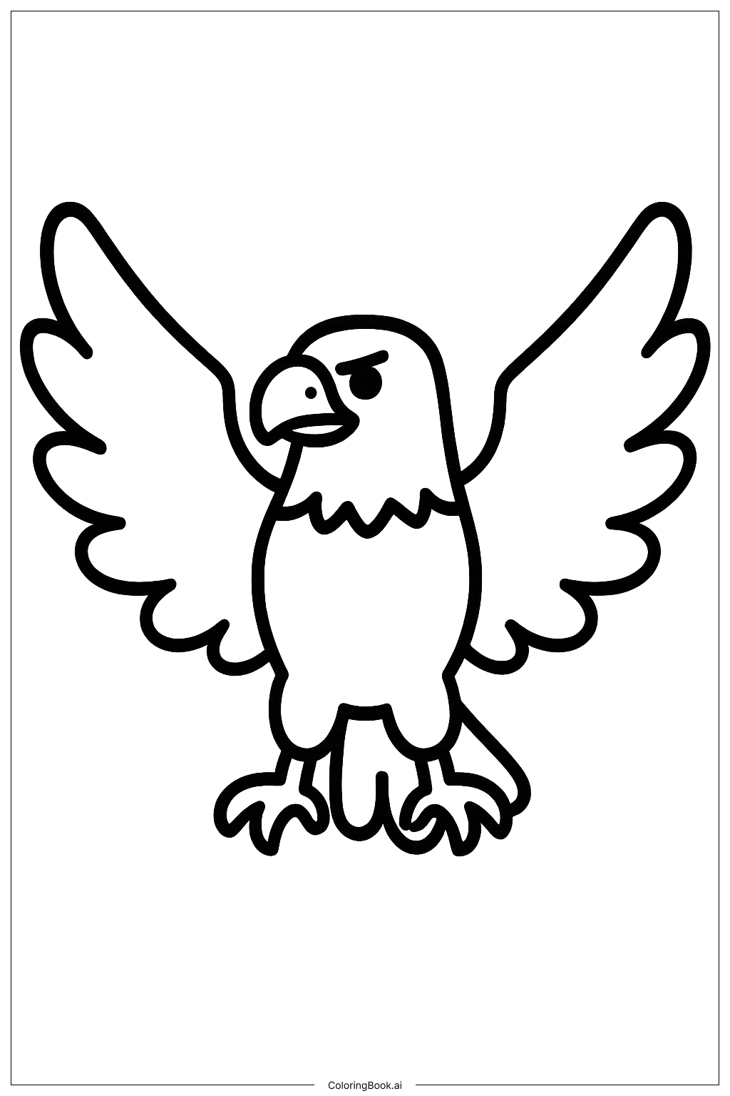 Eagle Spreading Wings Coloring Page (Free PDF&PNG Printable)