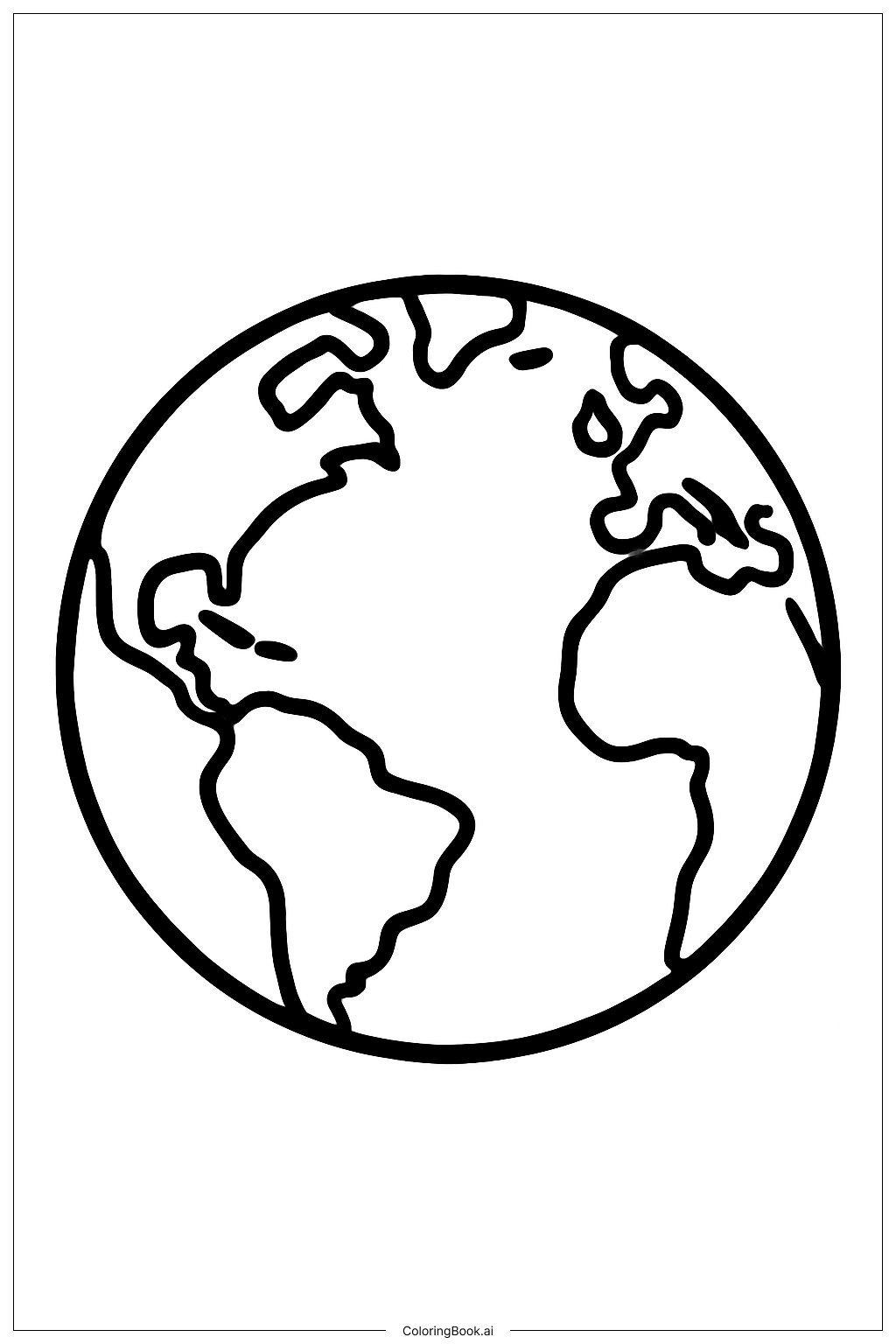 Earth as Round Globe Coloring Page (Free PDF&PNG Printable)