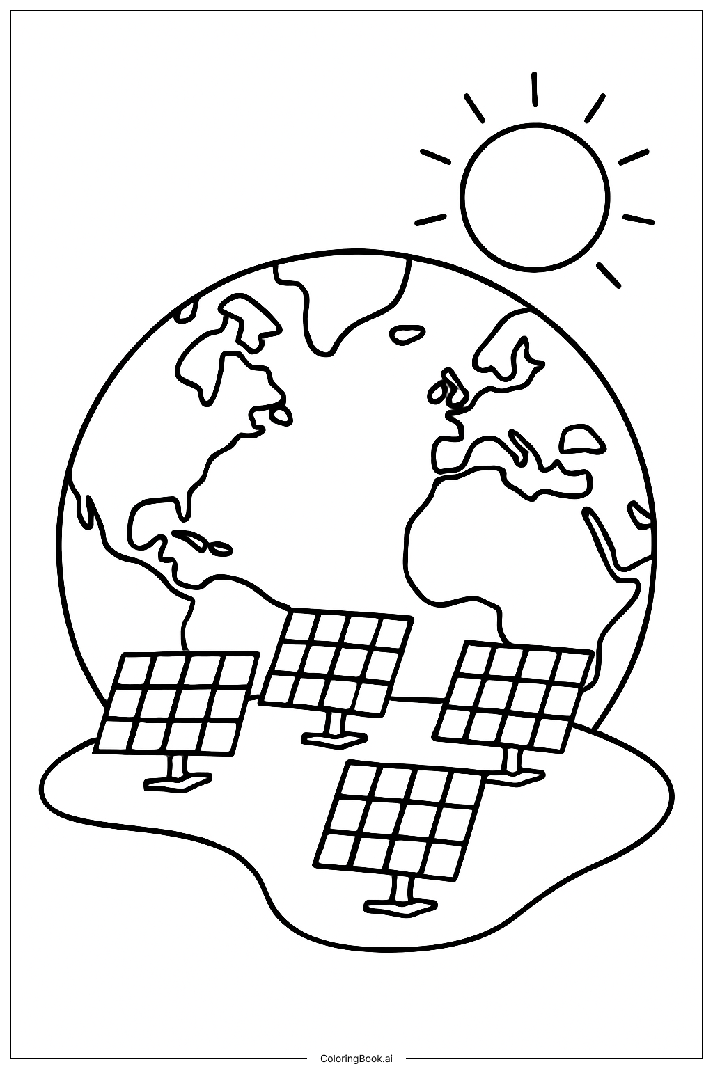 Earth with Friendly Animals Coloring Page (Free PDF&PNG Printable)