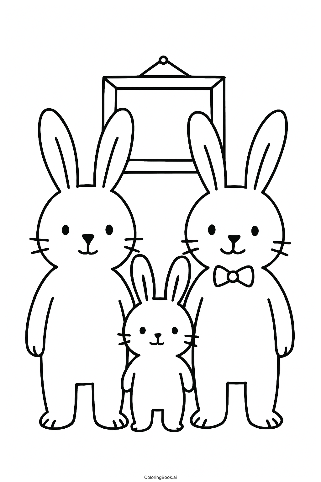Easter Bunny Family Portrait Coloring Page (Free PDF&PNG Printable)