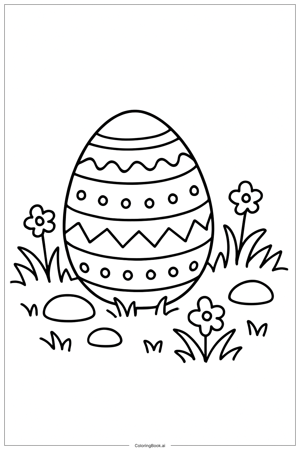 Easter Egg With Moon Coloring Page (Free PDF&PNG Printable)