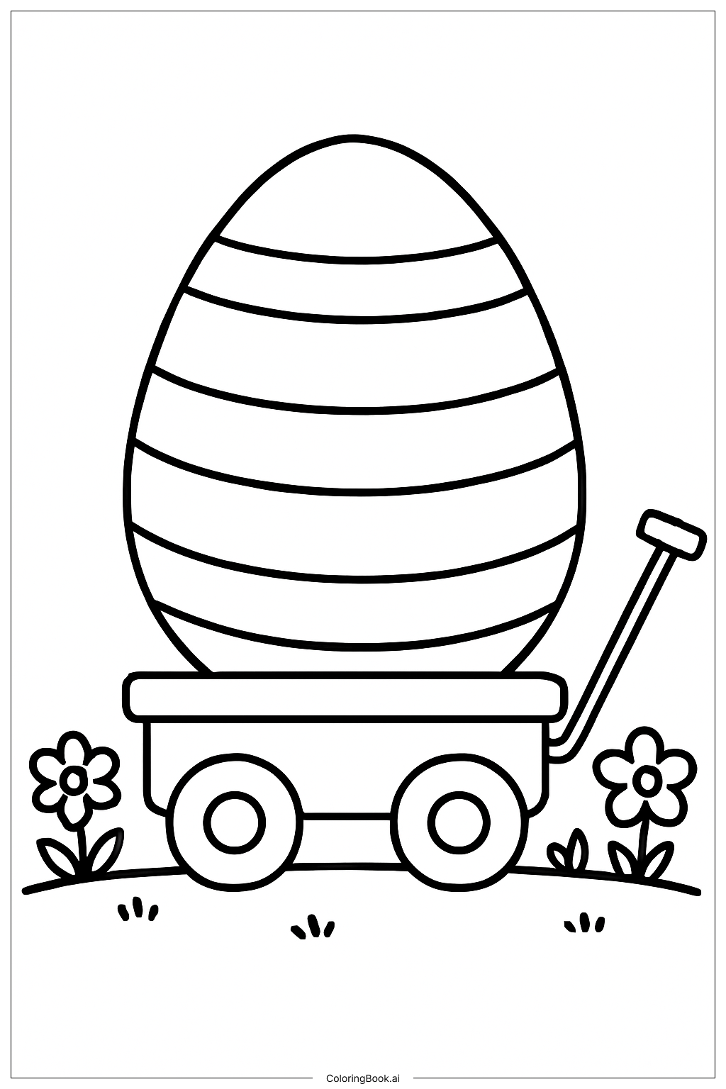 Easter Egg On Wagon Coloring Page (Free PDF&PNG Printable)
