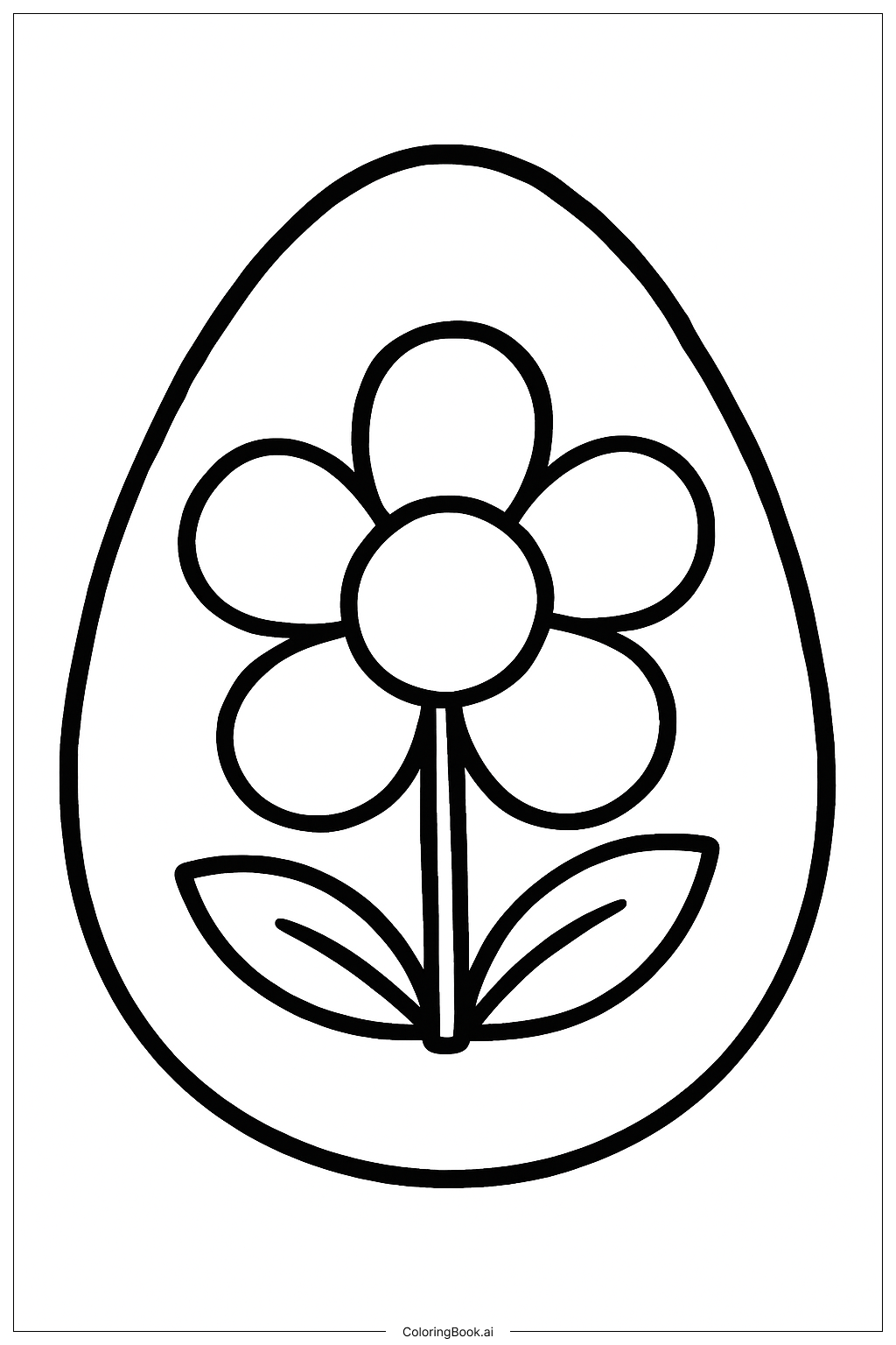 Easter Egg With Flower Coloring Page (Free PDF&PNG Printable)