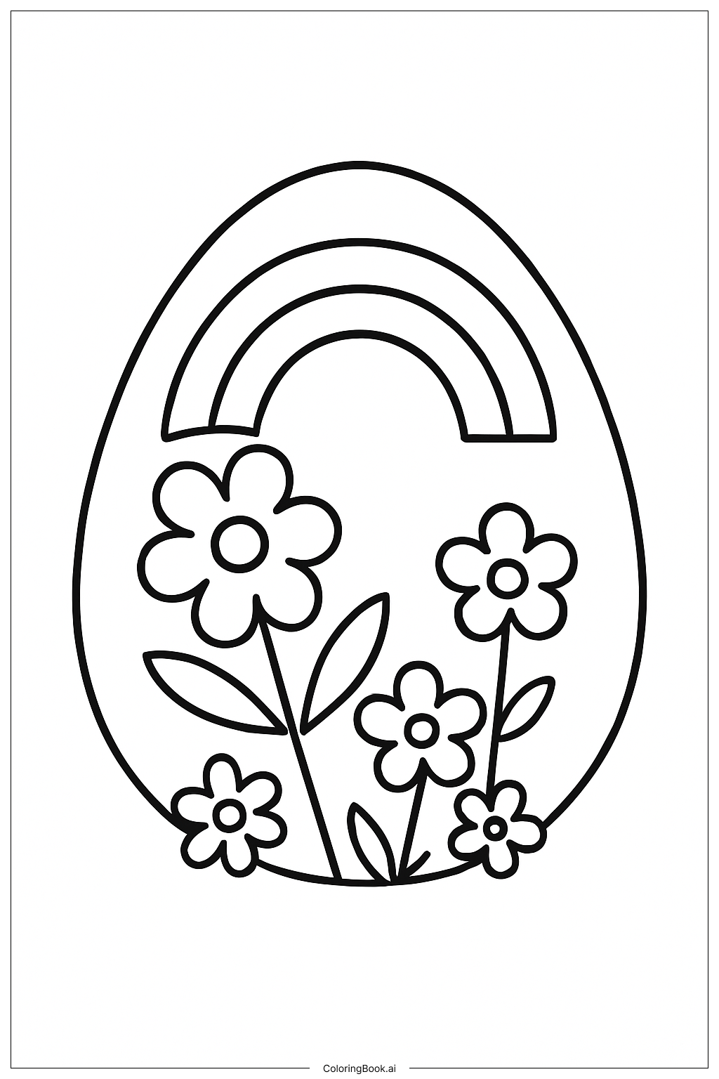Easter Egg With Ribbon Coloring Page (Free PDF&PNG Printable)