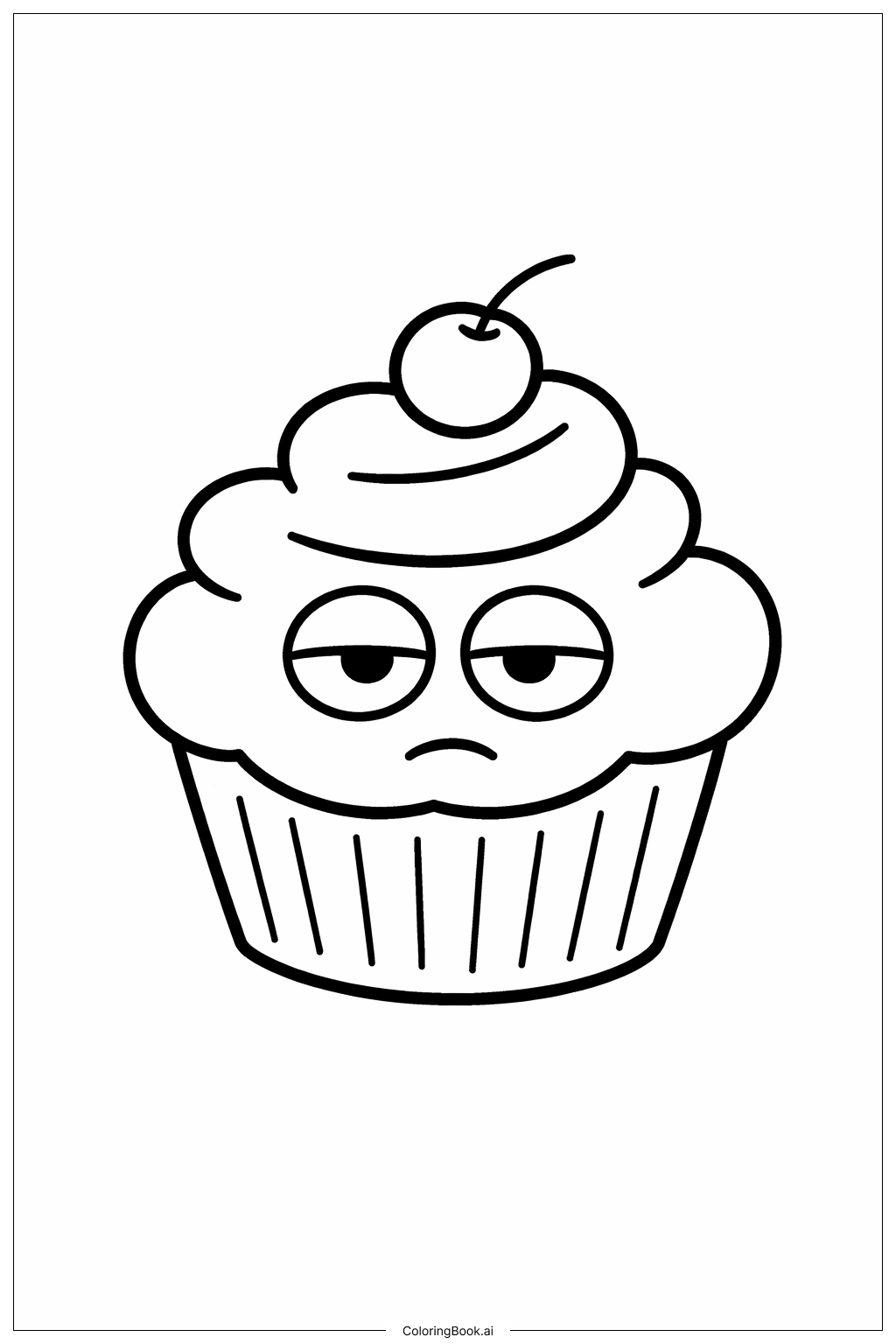 Page de coloriage Cupcake Ennuyé aux Émotions (PDF & PNG imprimables ...