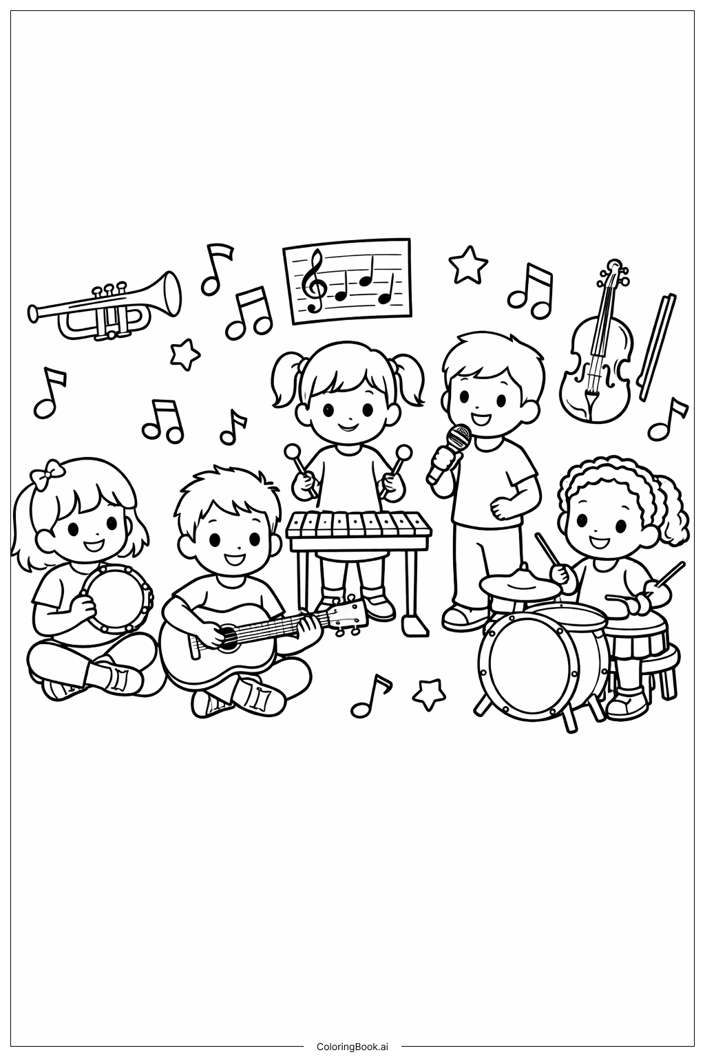 Emotions Music Class Coloring Page (Free PDF&PNG Printable)