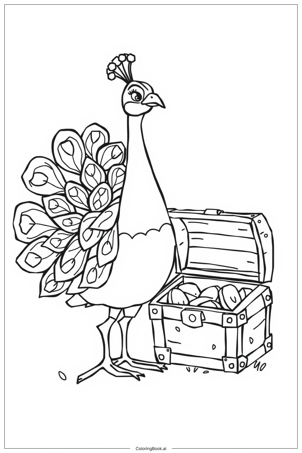 Página Para Colorear De Pavo Real Realista