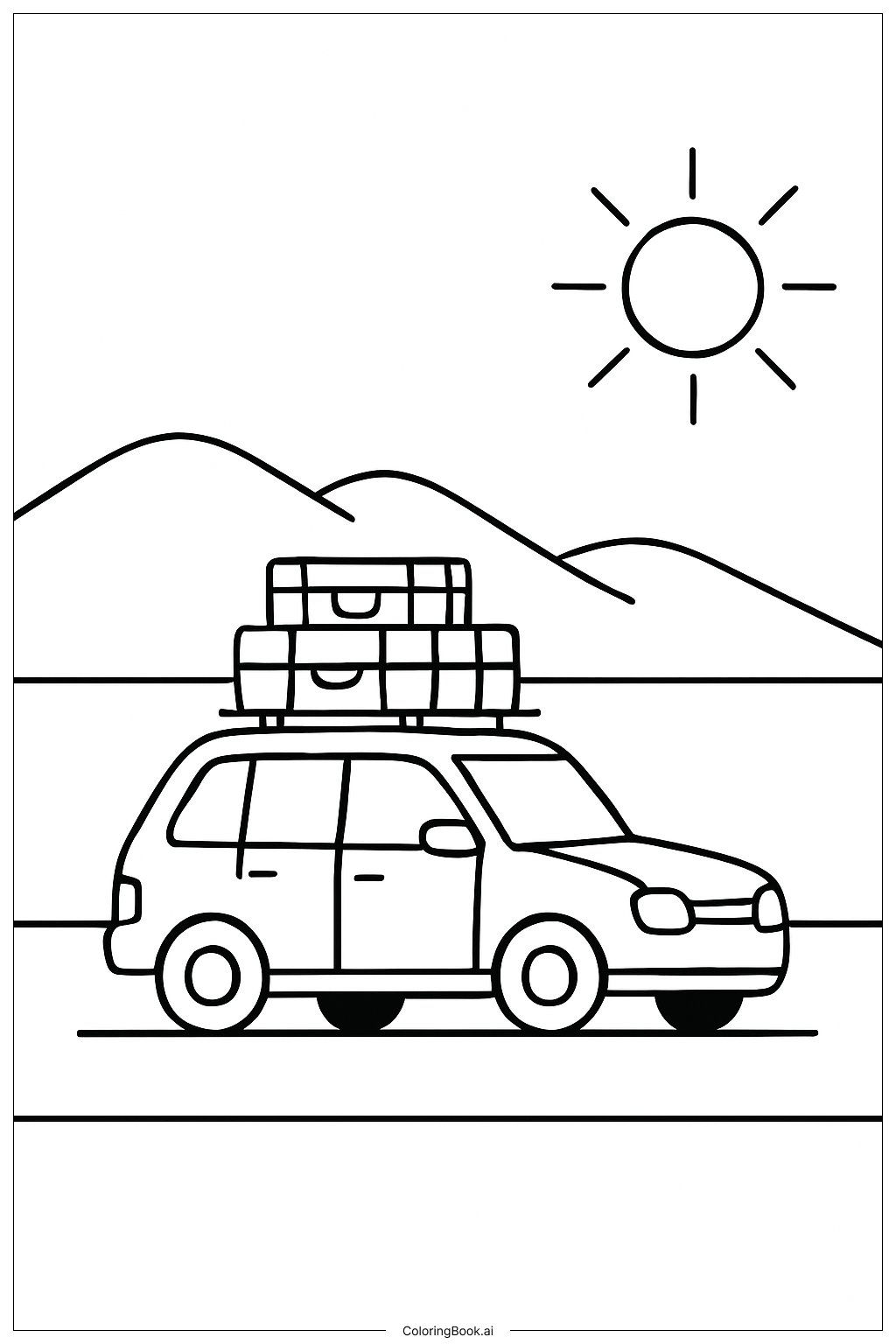 Family Road Trip Car Coloring Page (Free PDF&PNG Printable)