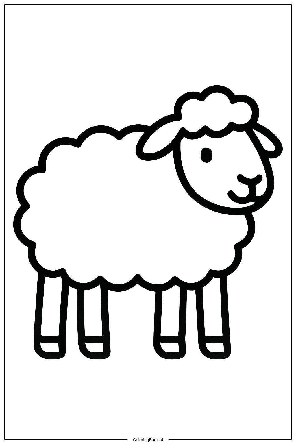 Farm Animal Sheep Standing Coloring Page (Free PDF&PNG Printable)