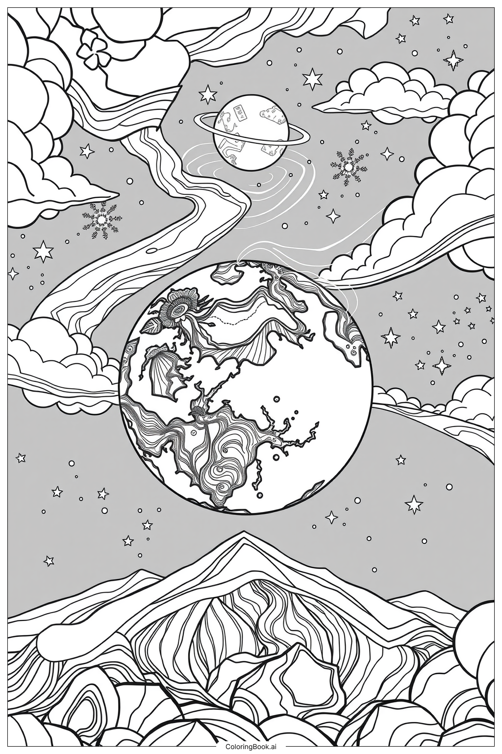 Planet Earth Coloring Page Space Bigactivities Printable Planet