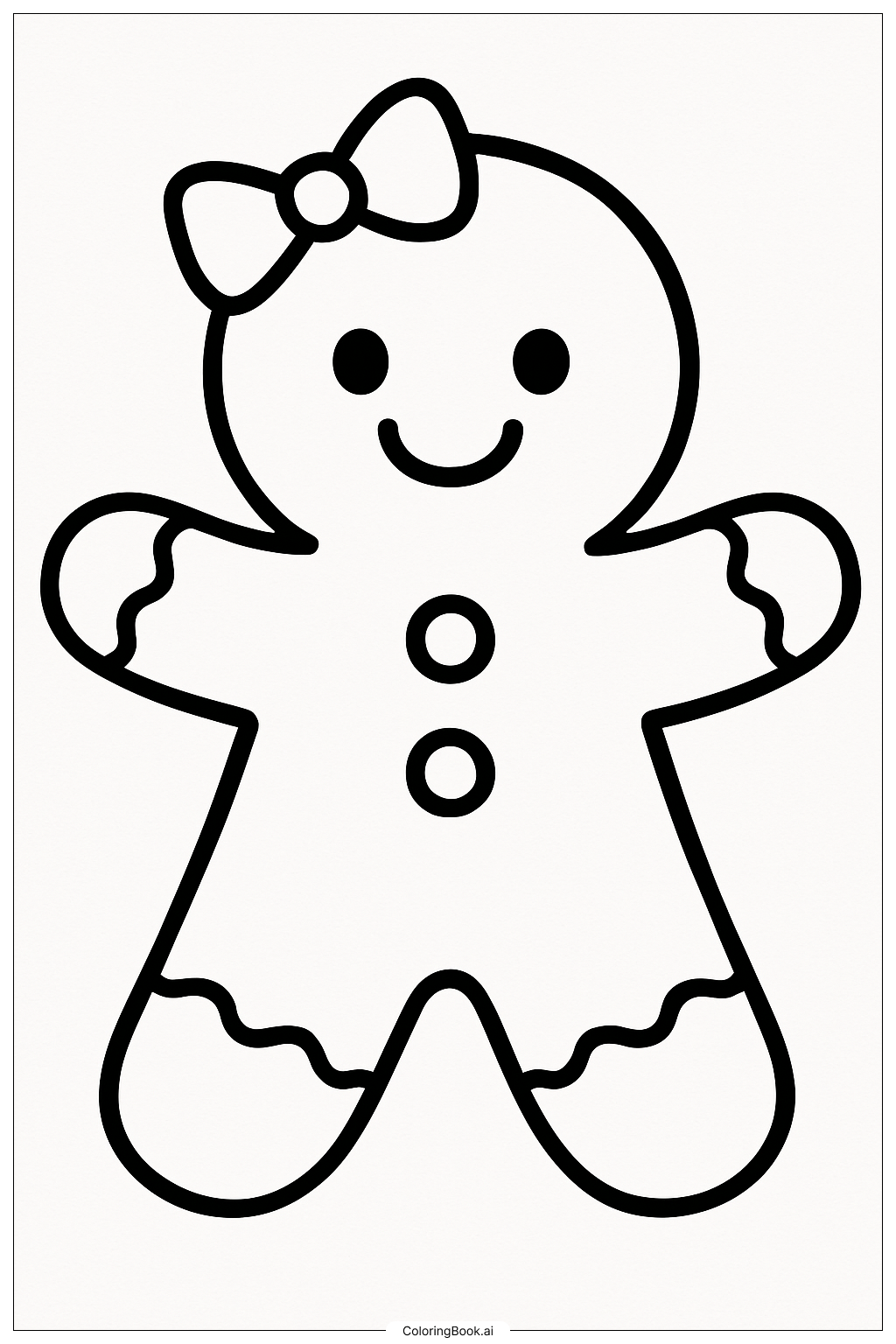 Gingerbread Girl With Icing Coloring Page (Free PDF&PNG Printable)