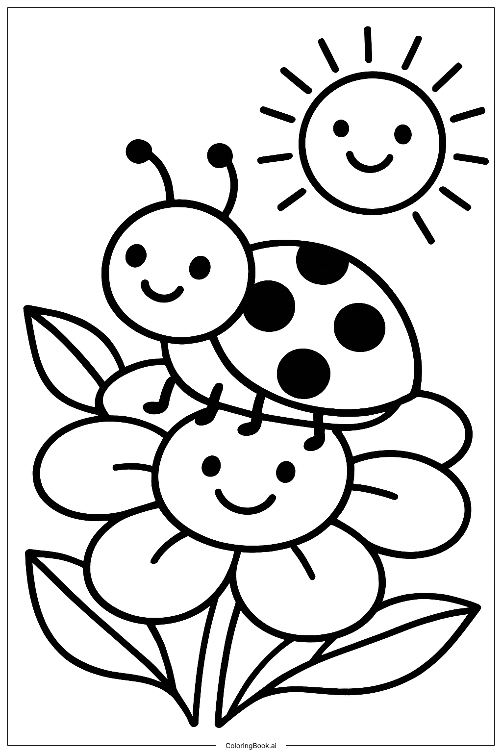 Floral Ladybug Coloring Page (Free PDF&PNG Printable)