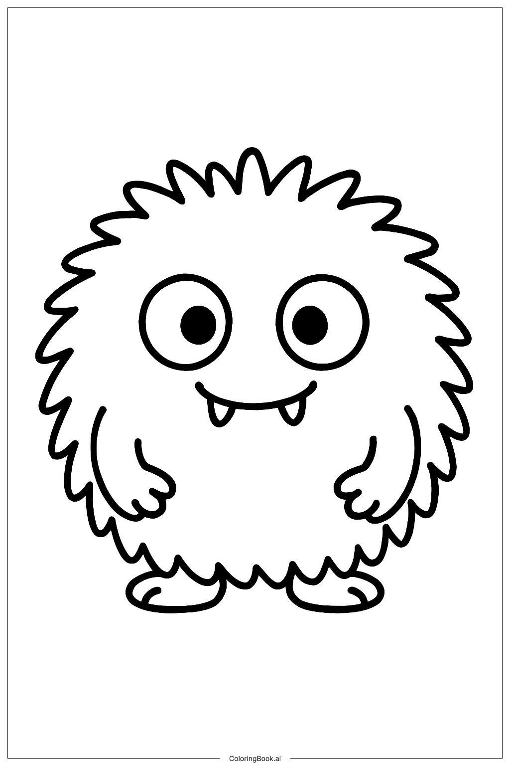 Fluffy Monster Friend Coloring Page (Free PDF&PNG Printable)