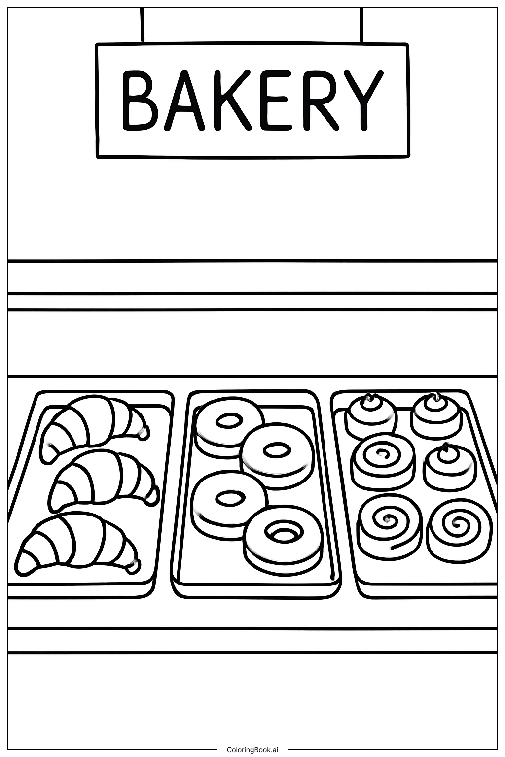 Food Bakery Display Coloring Page (Free PDF&PNG Printable)