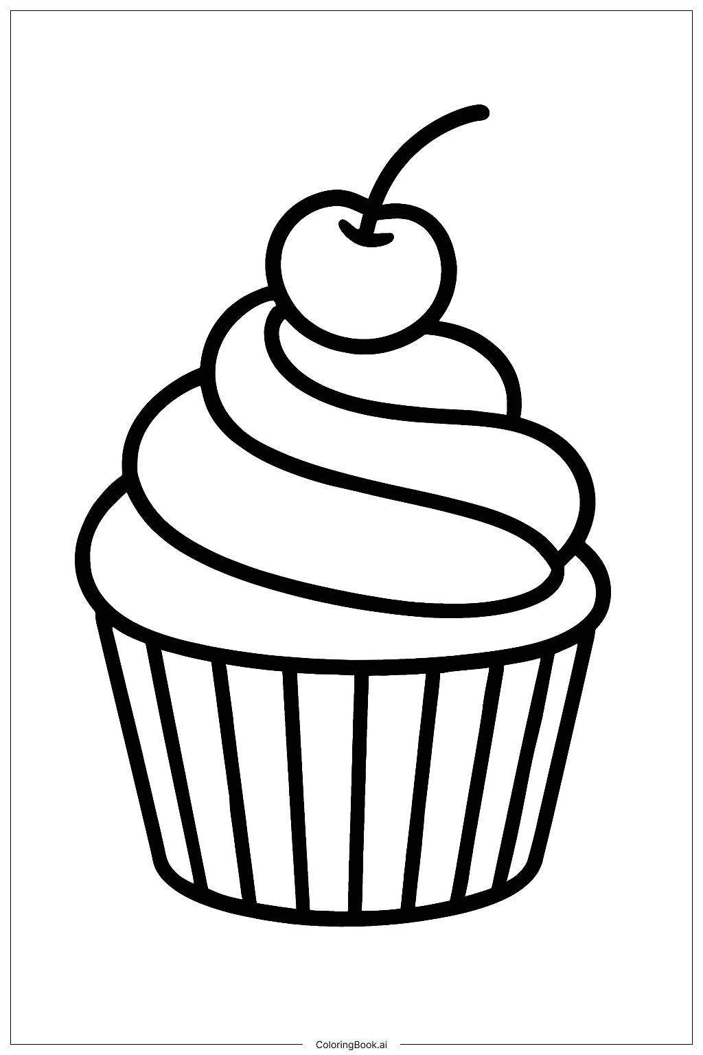Food Cupcake Delight Coloring Page (Free PDF&PNG Printable)