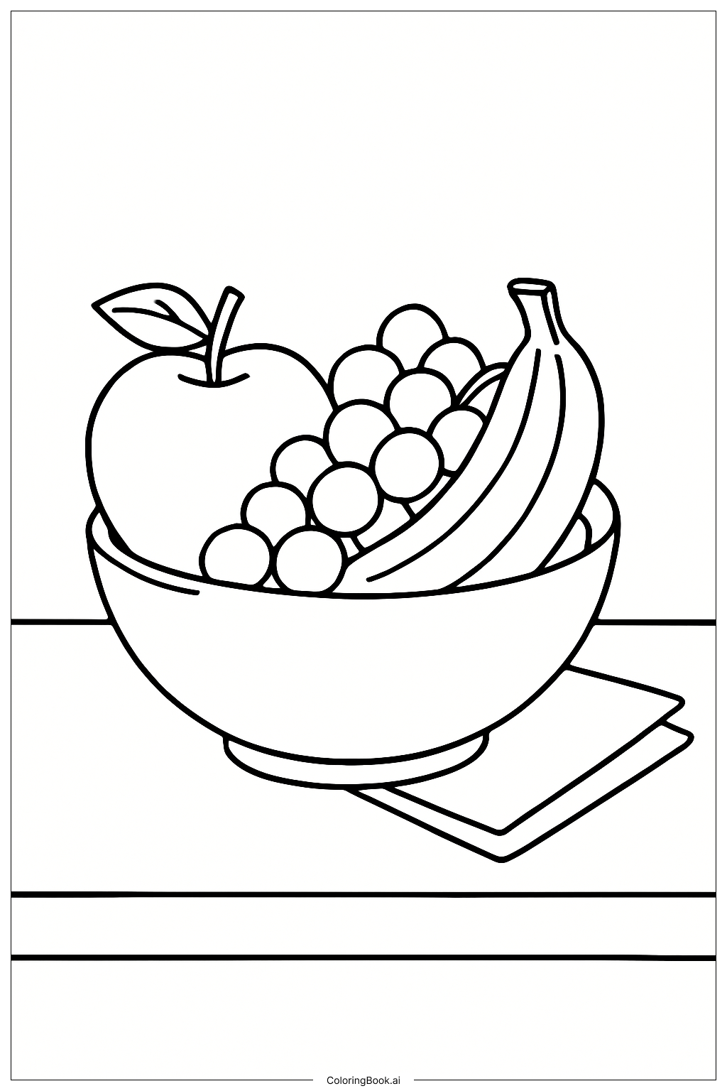 Food Fruit Bowl Coloring Page (Free PDF&PNG Printable)