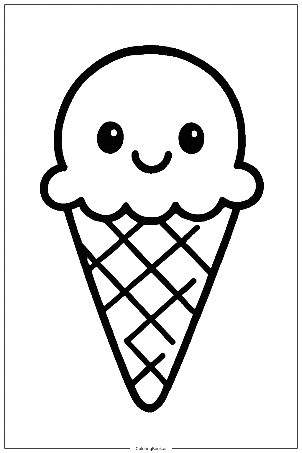 Food Ice Cream Cone Coloring Page (Free PDF&PNG Printable)