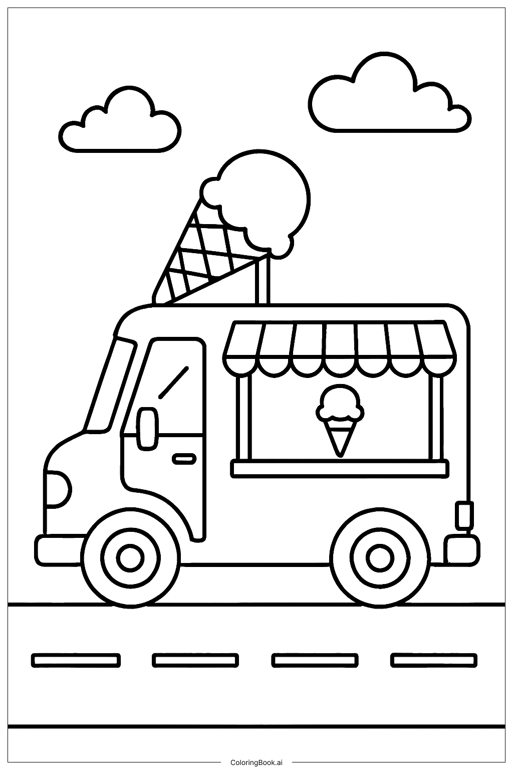Page de coloriage Camion de Glaces Alimentaire (PDF & PNG imprimables ...