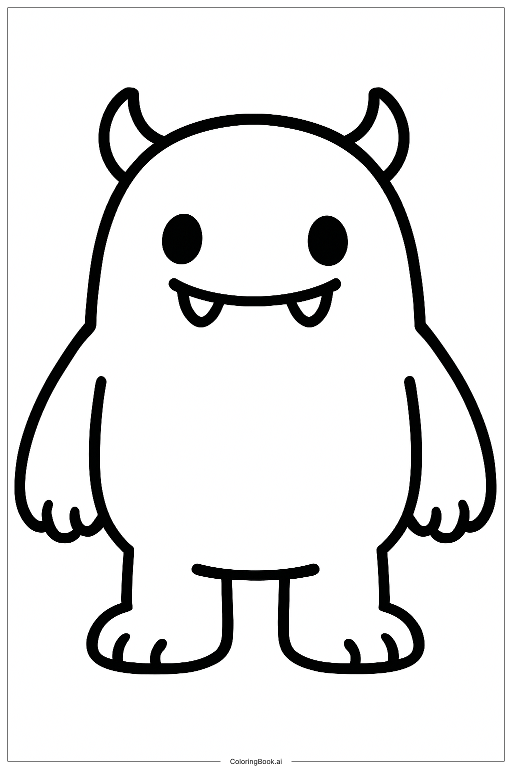 Friendly Monster Smile Coloring Page (Free PDF&PNG Printable)