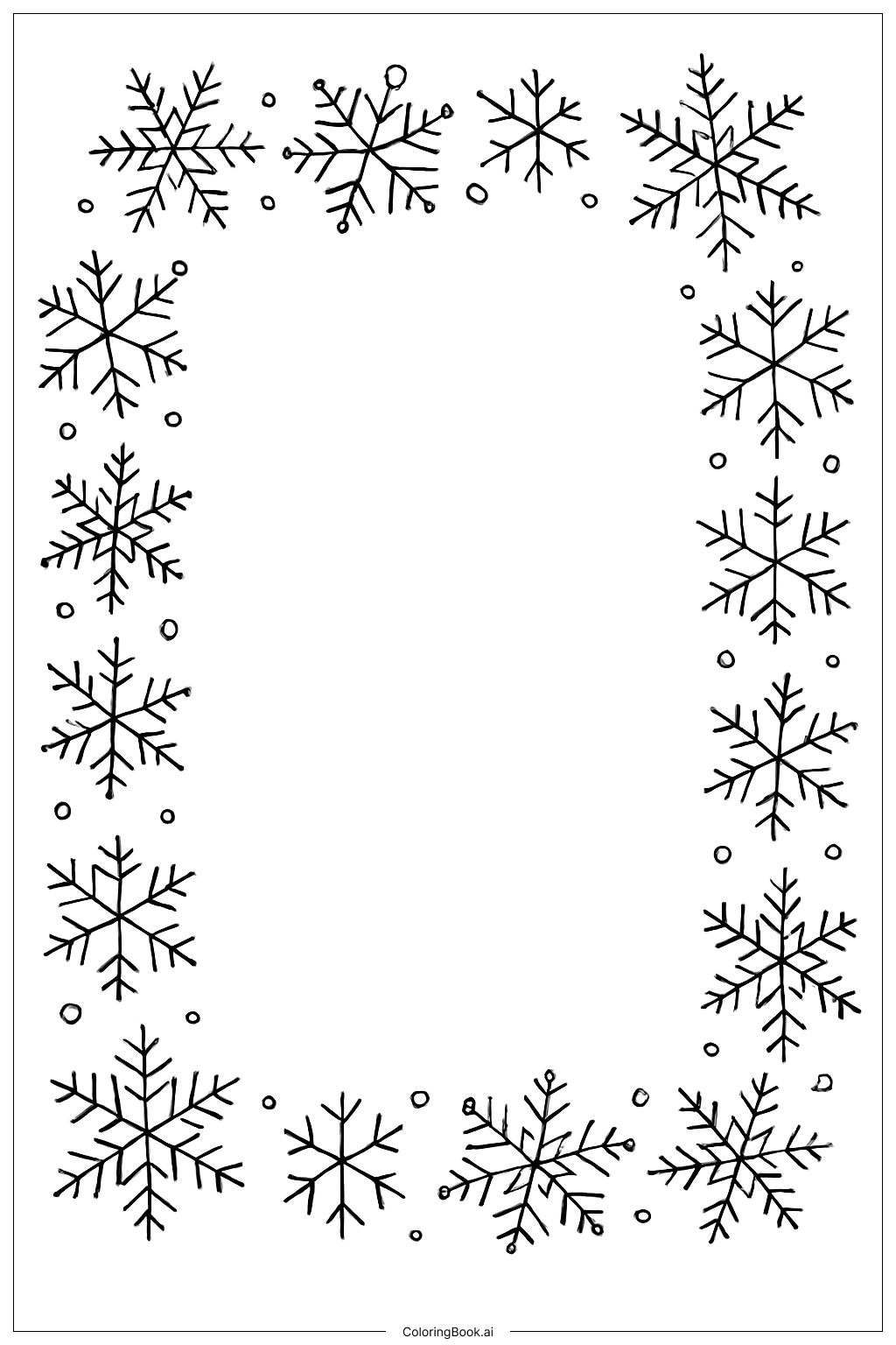 Frozen Snowflake Border Coloring Page (Free PDF&PNG Printable)