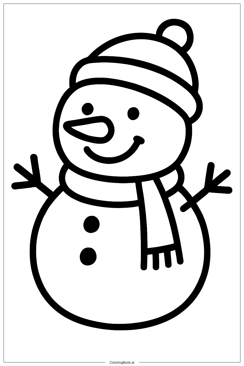 Frozen Snowman Smile Coloring Page (Free PDF&PNG Printable)