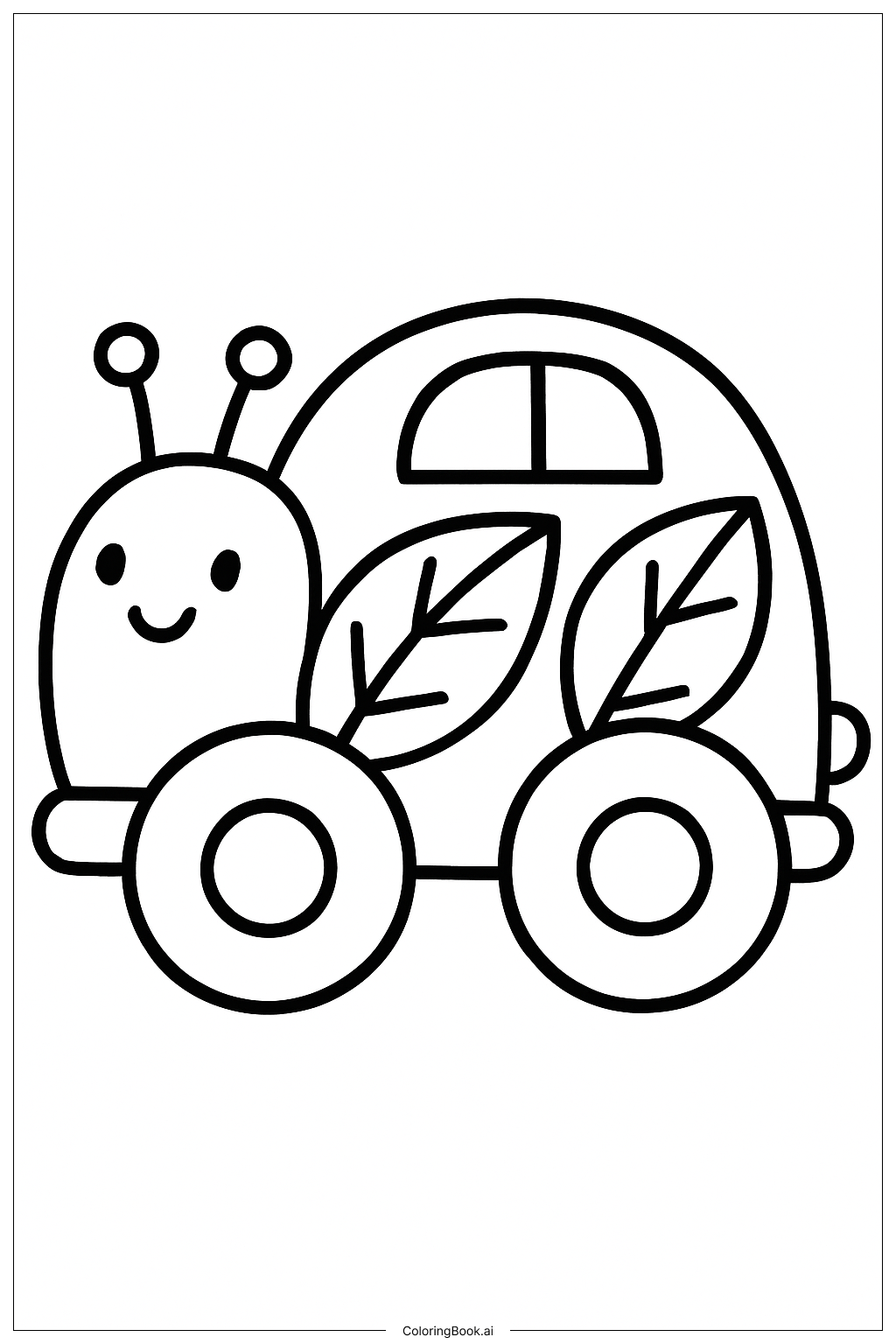 Garden Bug Car Coloring Page (Free PDF&PNG Printable)