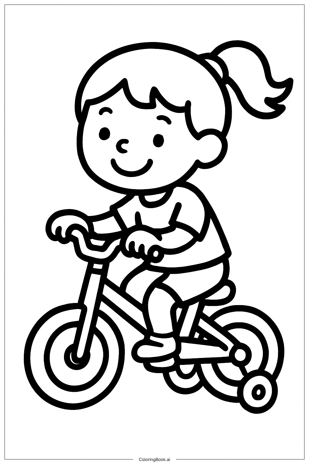 Girl Riding Bike Coloring Page (Free PDF&PNG Printable)