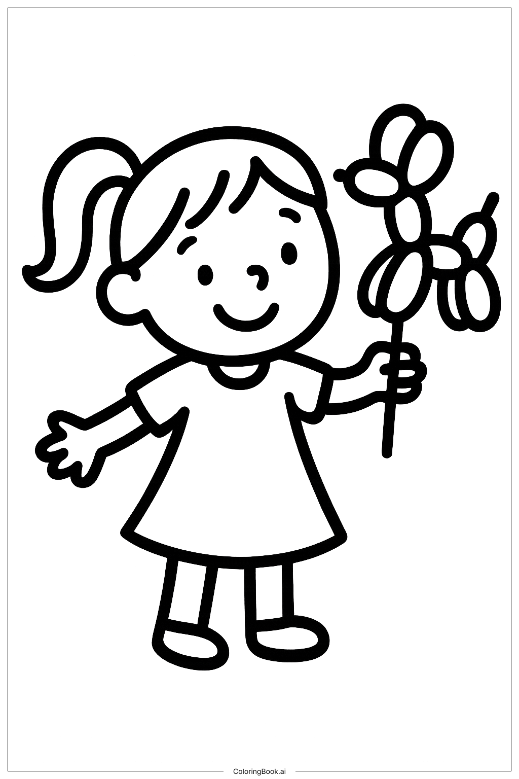 Girl With Balloon Animal Coloring Page (Free PDF&PNG Printable)