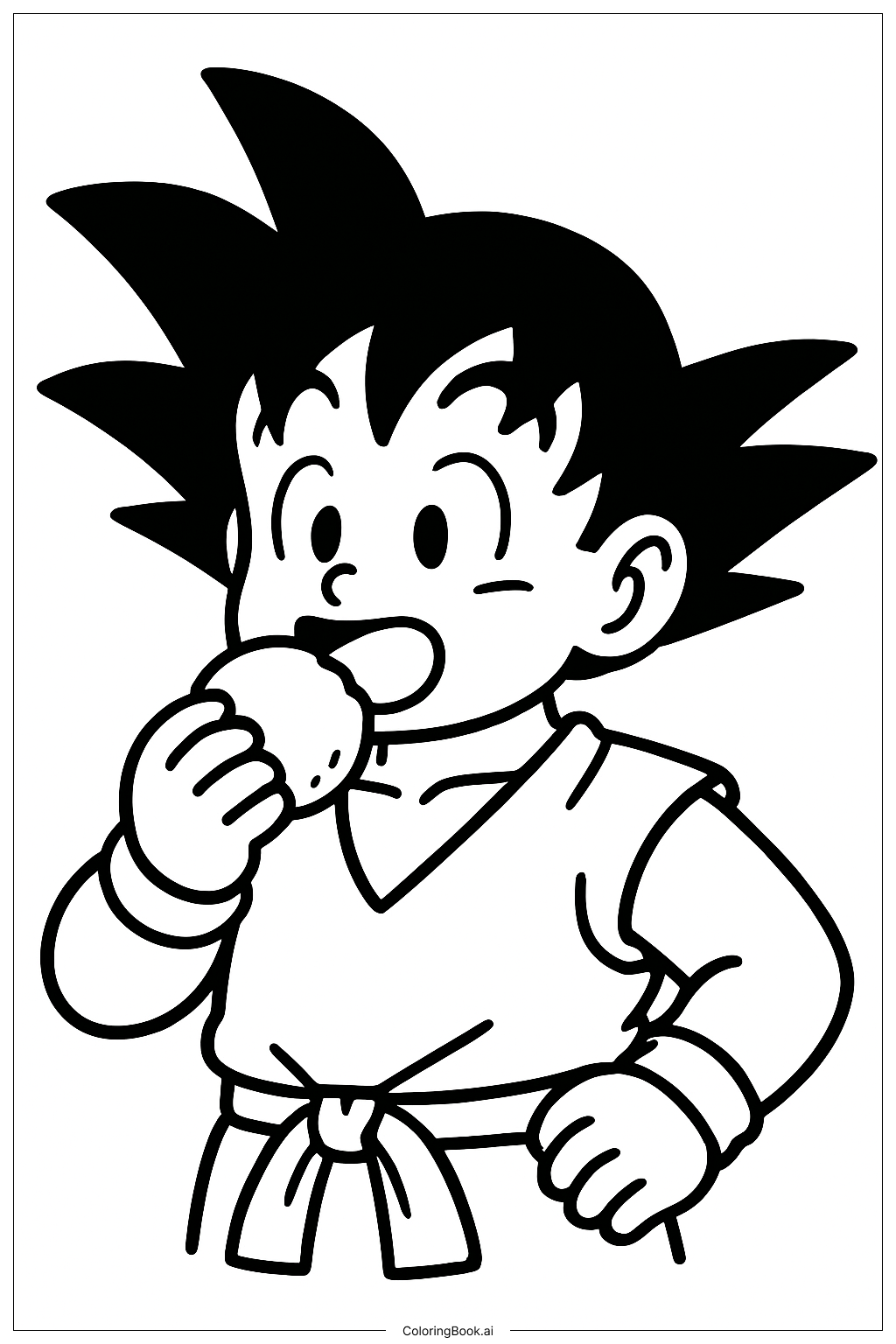 Goku Eating Snack Coloring Page (Free PDF&PNG Printable)