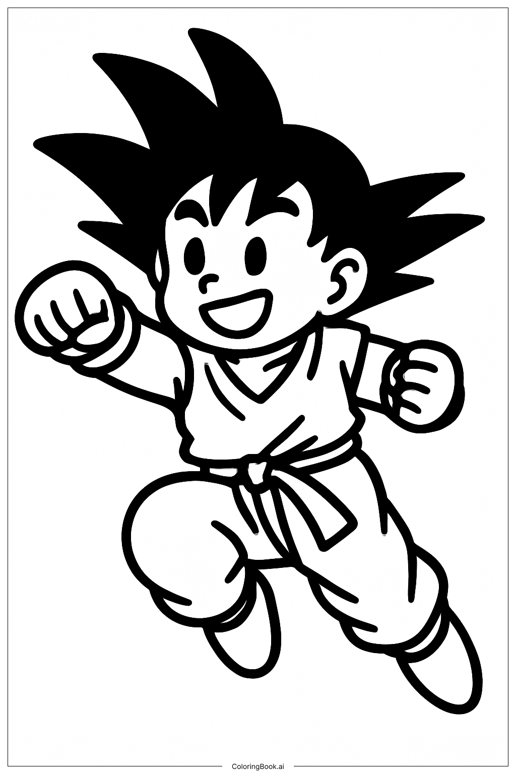 Goku Flugpose Ausmalbild (Kostenloses PDF & PNG zum Ausdrucken)